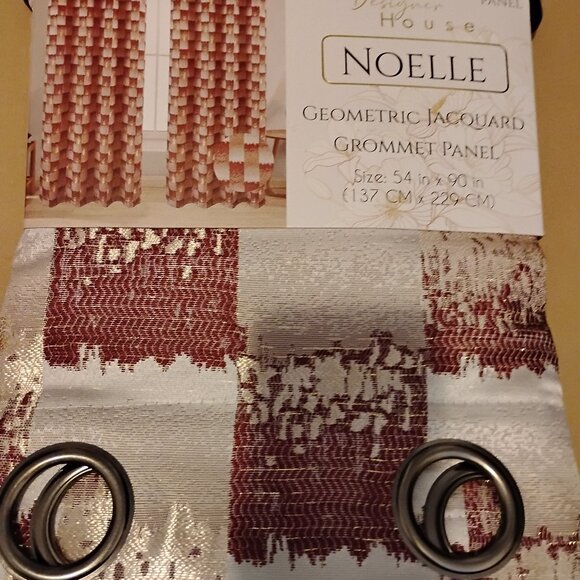 Designer House | Accents | Jacquard Luxury 2 Window Panel Set Burgundy ...